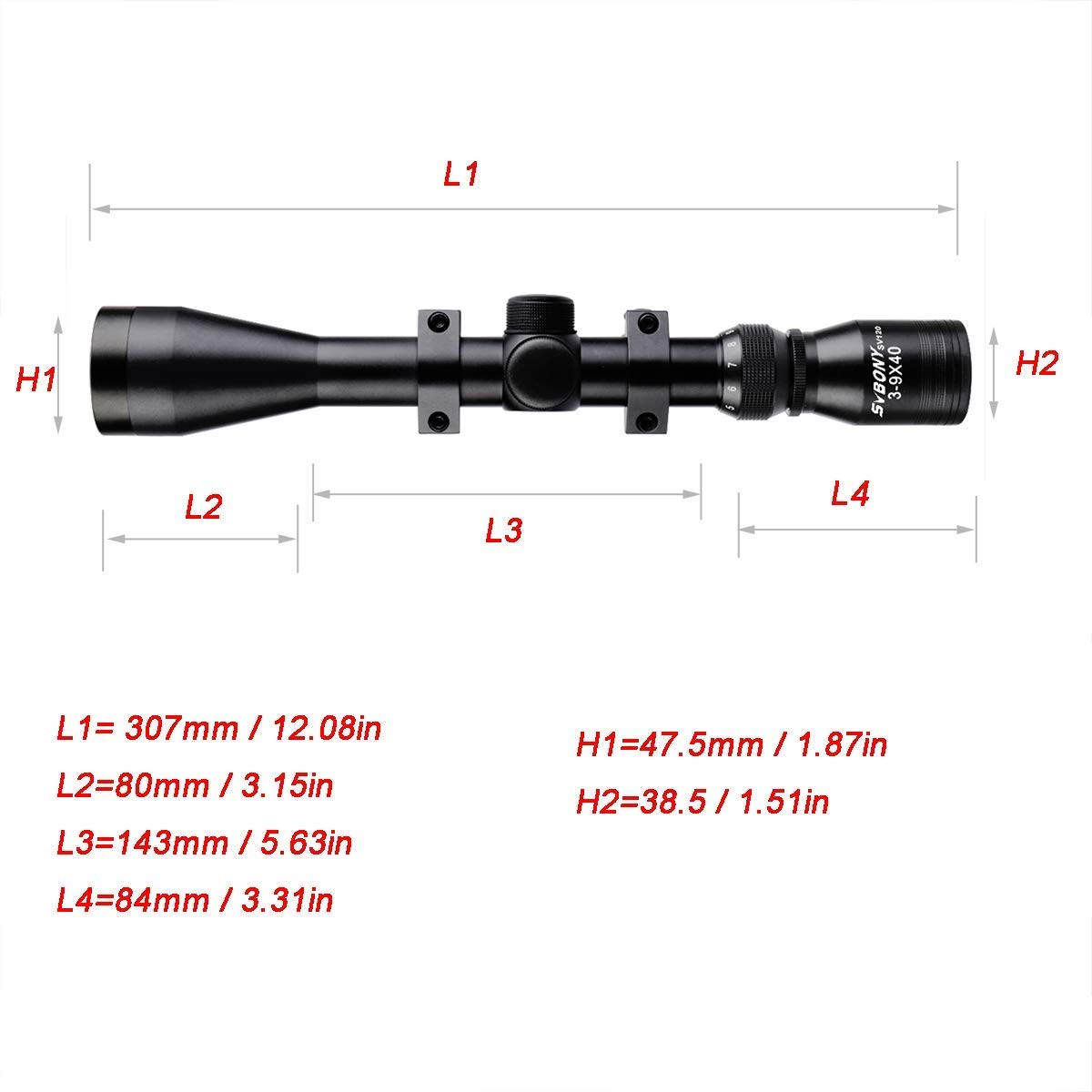 SVBONY SV120 Rifle Scope 3-9x40, Rifle scopes for Hunting, Reticle Crosshair Scope Waterproof Shockproof with 20mm Free Mounts
