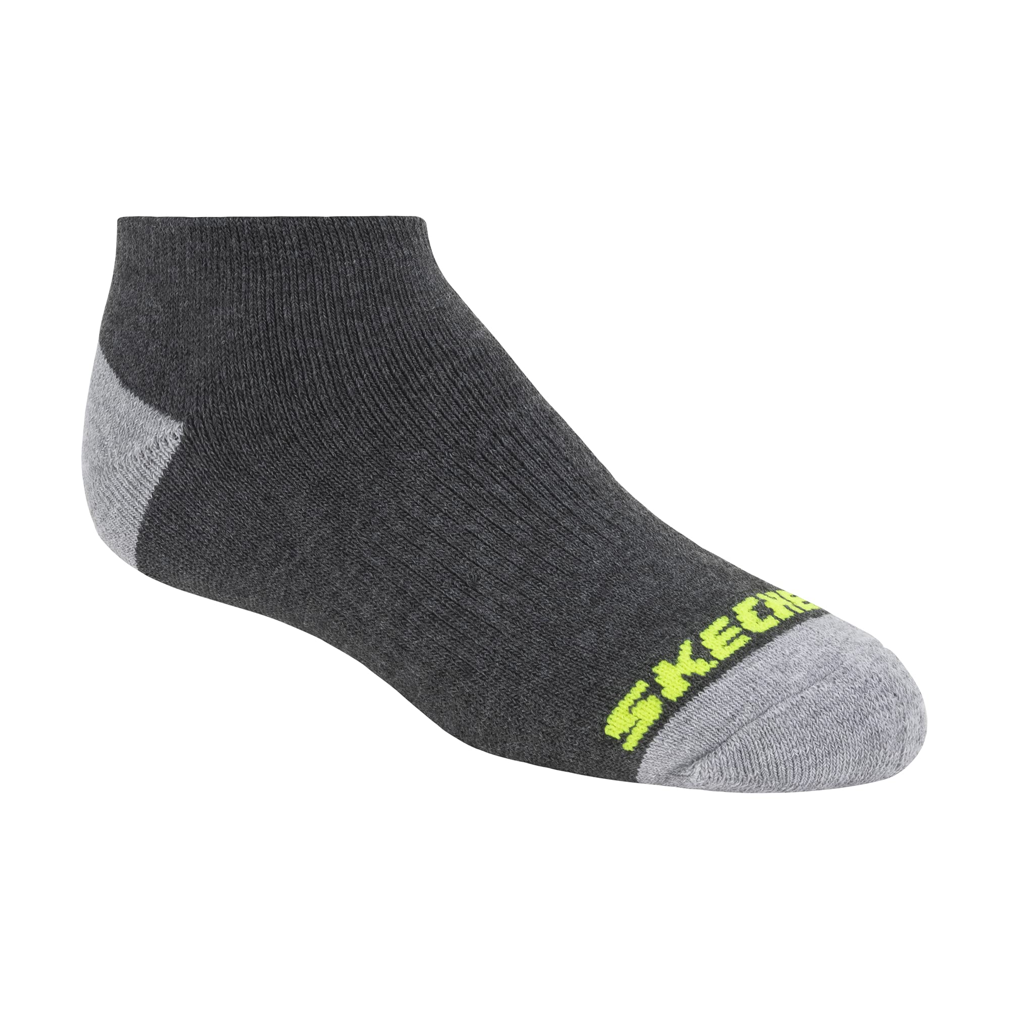 Skechers boys Skechers Boys' 6 Pack No Show Running Socks, Gray, 5-6.5 US