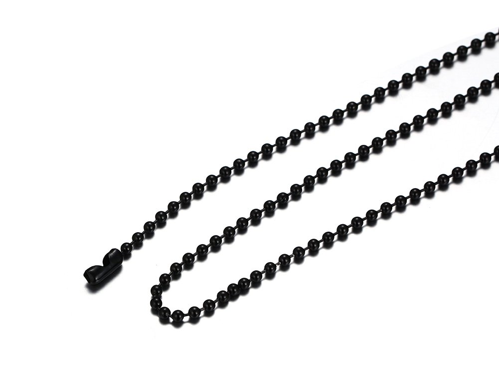 SINLEO Titanium Stainless Steel 2.4MM Small Beads Ball Chain Necklace for Men Women Black 3MM 36 Inches