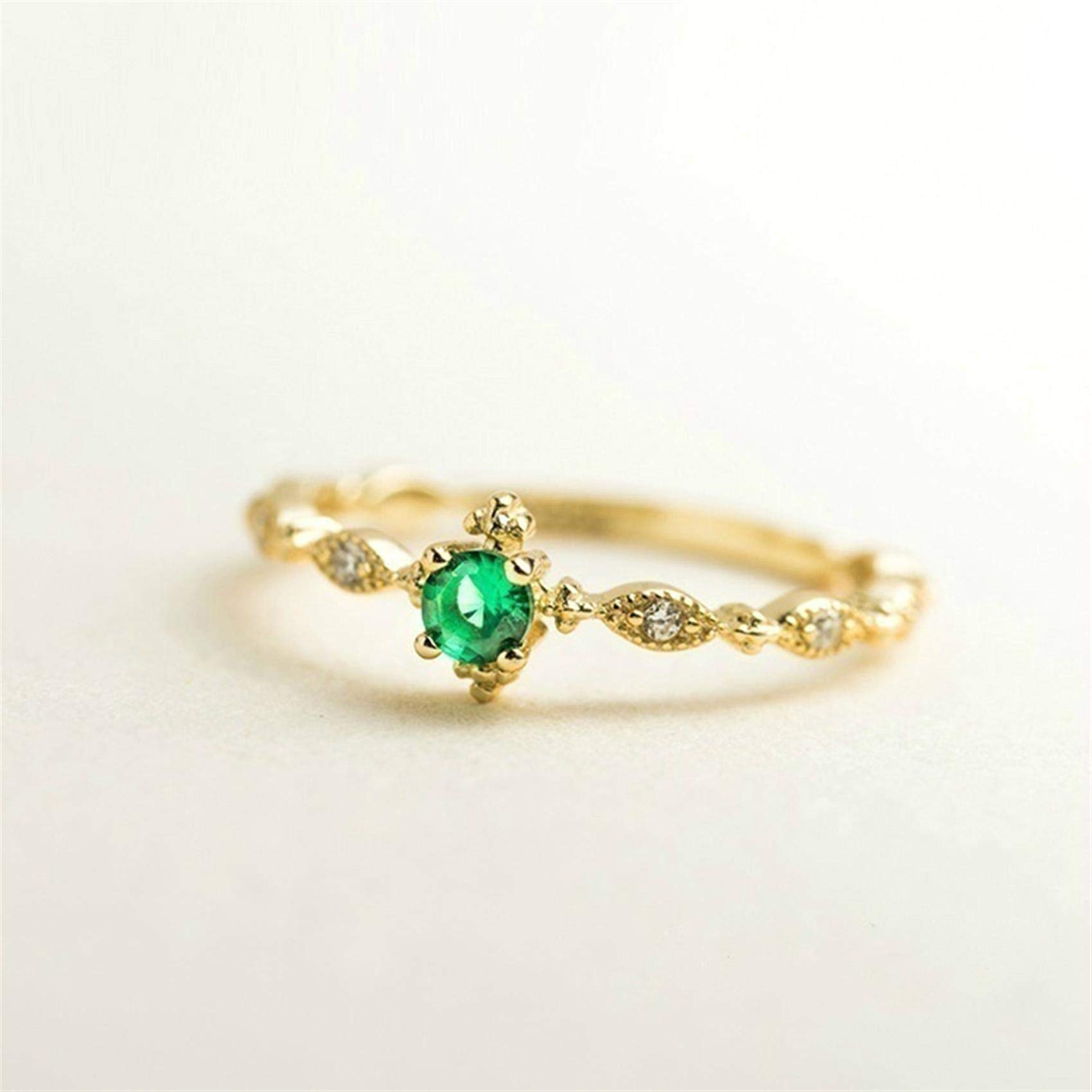 Weiy Artificial Zircon Ring Round Rhinestone Gemstone Rings Shiny Charm Rings Engagement Ring,62.1mm