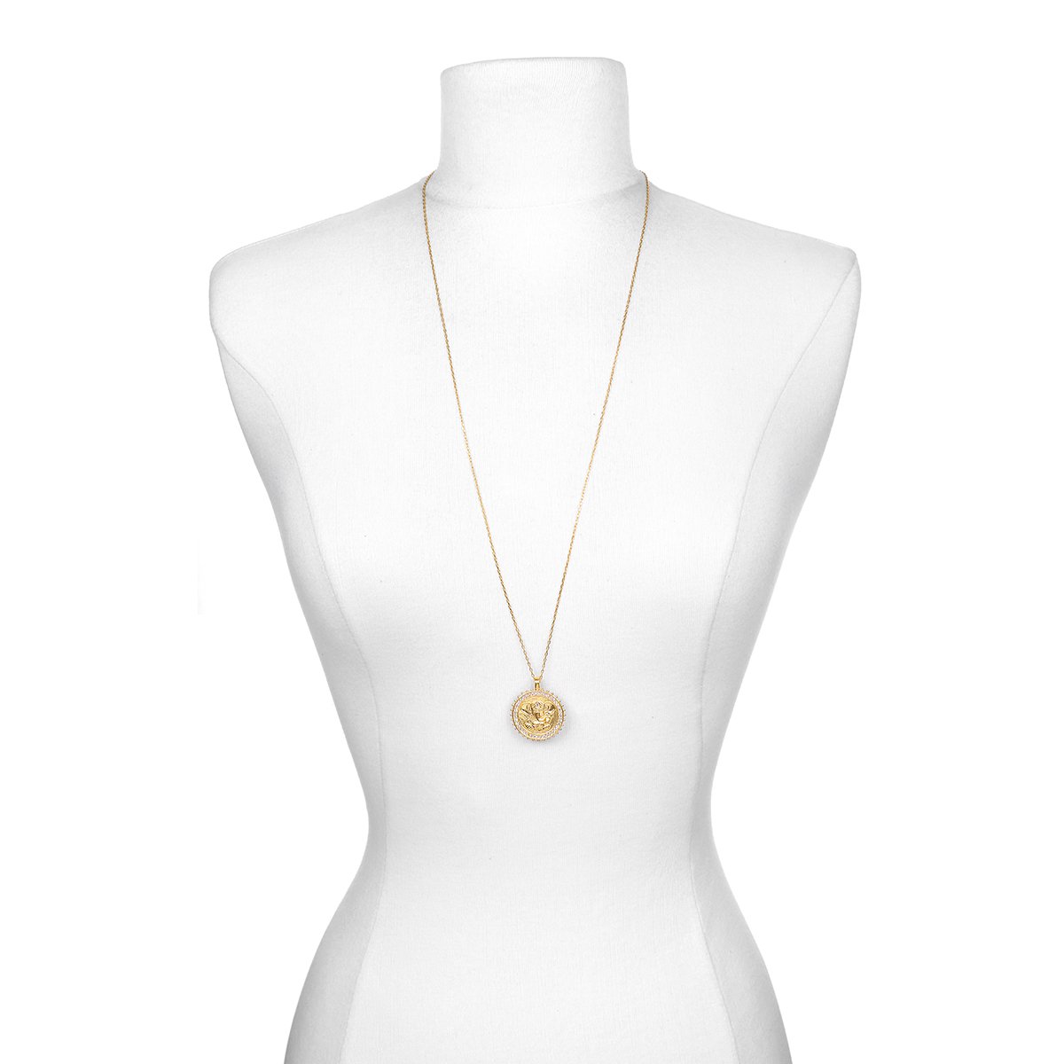 Satya Jewelry White Topaz Gold Ganesha Pendant Necklace 30-Inch, One Size