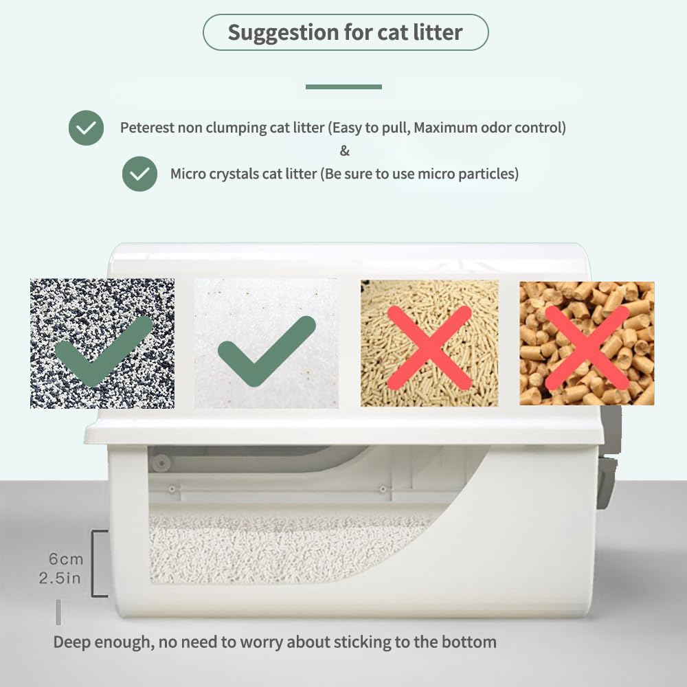 Scoop Free Self-Cleaning Cat Litter Box, Odor Control, Non-Electric, with Disposable Tray (White), Semi-Automatic Self Cleaning Litter Box for Large Cats Kitty,
