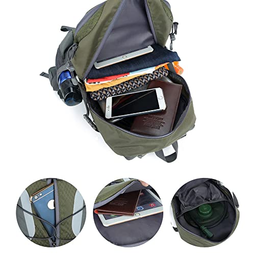 Russel Molly 30L Backpacking Backpack - Lightweight, Durable, Nice Pull Loop, Reflective, Ideal for Outdoor, Hiking, Camping - Unisex X-Shaped Drawstring Design, Army Green