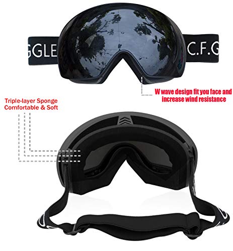 SLTY Ski Goggles Anti-Fog Winter Snowboard Goggle Snowmobile Windproof Dustproof Glasses for Men Women