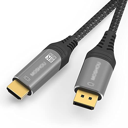 ZZL DisplayPort to HDMI Cable (4K@120Hz,8K@60Hz) DP 1.4 to HDMI 2.1 Cord High Speed Uni-Directional DP to HDMI (Length : 1m)