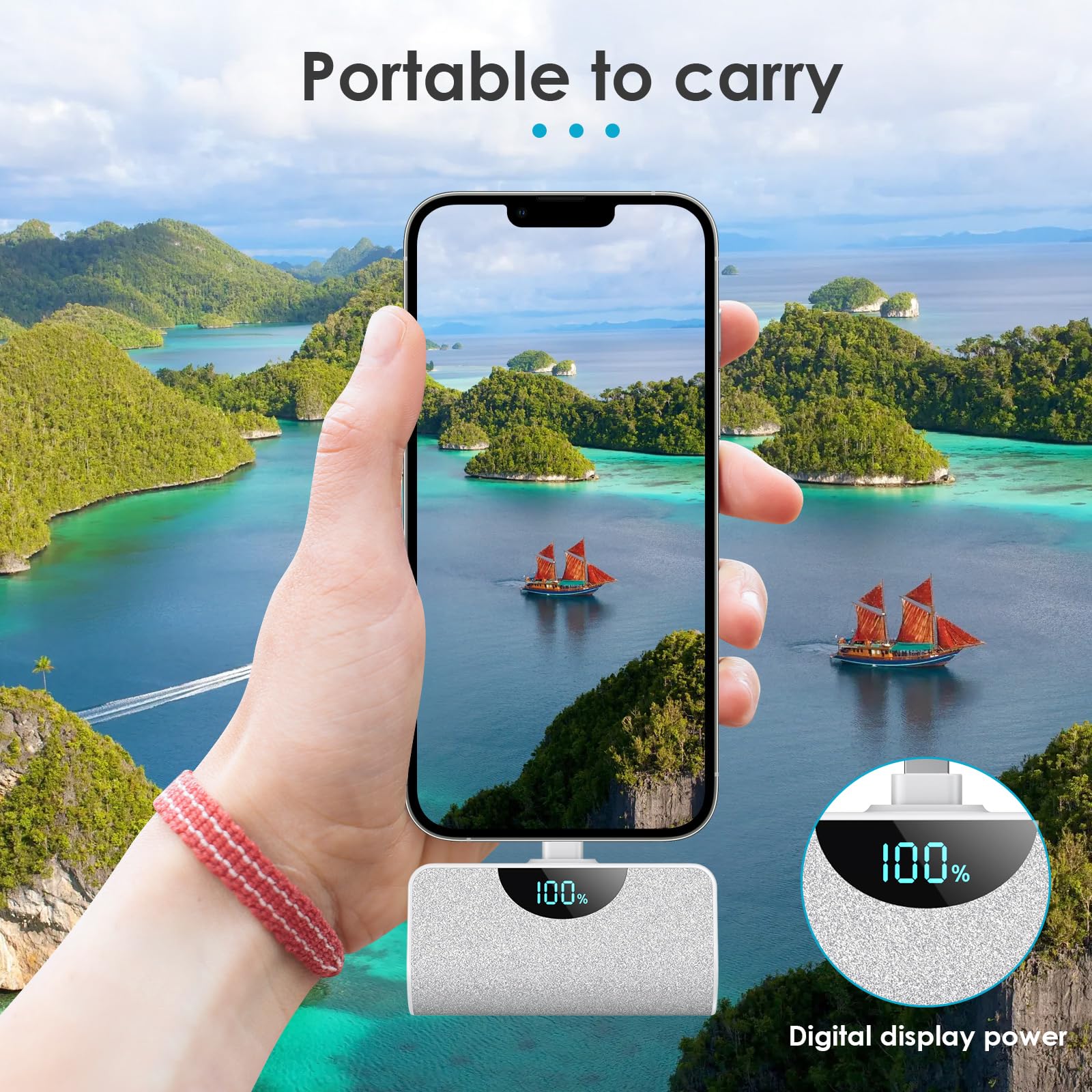 Small Portable Charger 5200mAh,Upgraded Ultra-Compact 20W PD Fast Charging Power Bank Smart LCD Display Cute Battery Pack Compatible with iPhone 14/14 Pro Max/13/13 Pro/12/12 Pro/11 (White)
