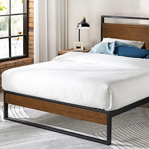 ZINUS Suzanne 44 Inch Bamboo and Metal Platform Bed Frame / Solid Steel Construction / No Box Spring Needed / Wood Slat Support / Easy Assembly, Chestnut Brown, Full