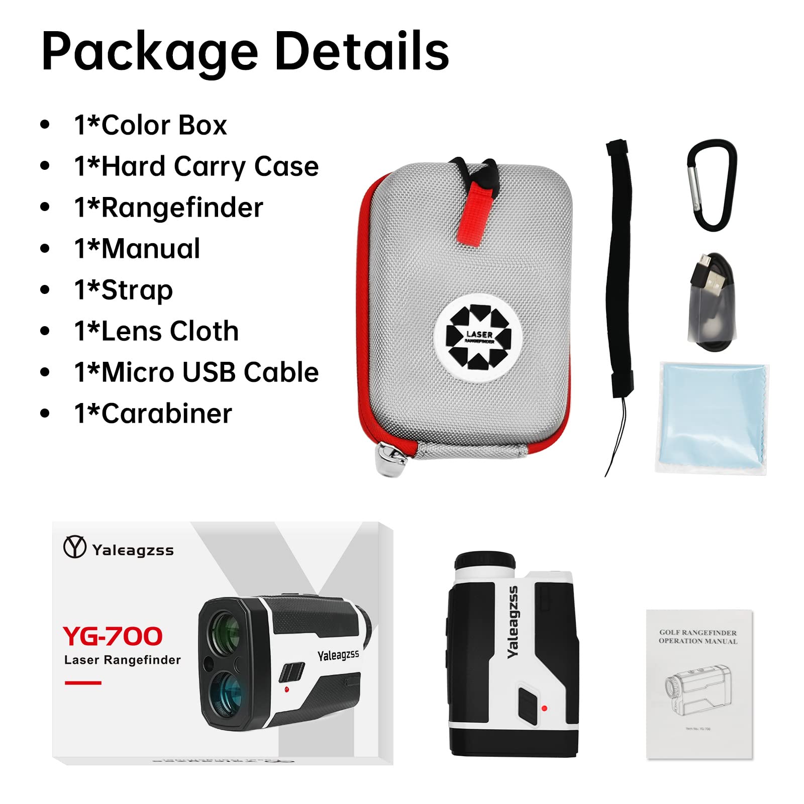 YALEAGZSS Golf Rangefinder with Slope Switch 700 Yards Laser Range Finder for Golfing Hunting 7X Magnification Rechargeable Range Finder with Distance Scanning Measuring Flag Lock Pulse Vibration