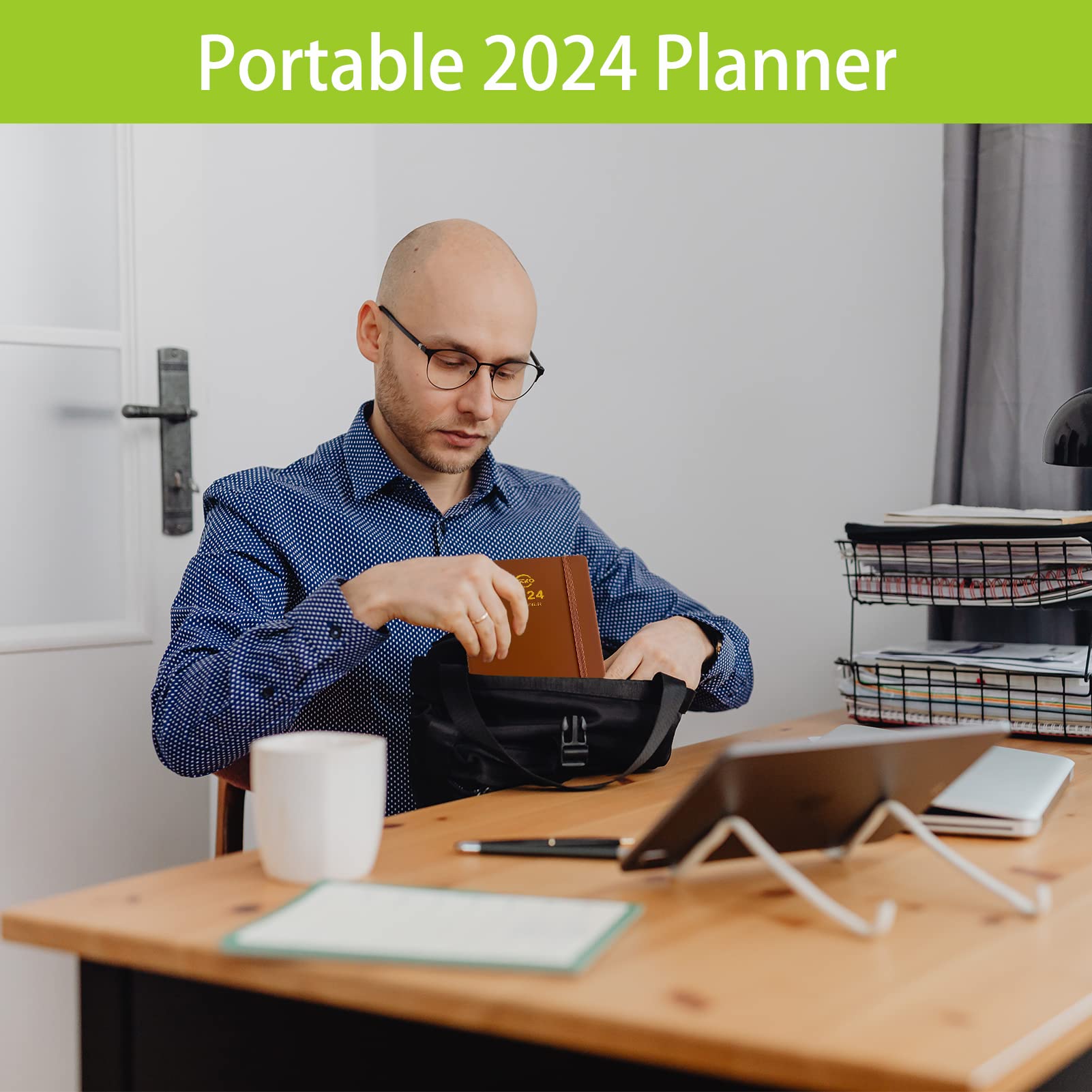 Undated Planner - Weekly and Monthly Planner with Stickers, Organizer Notebook - Start Anytime Facilitates efficient work and life planning, Lasts 1 Year, A5 Thick Paper (Black)
