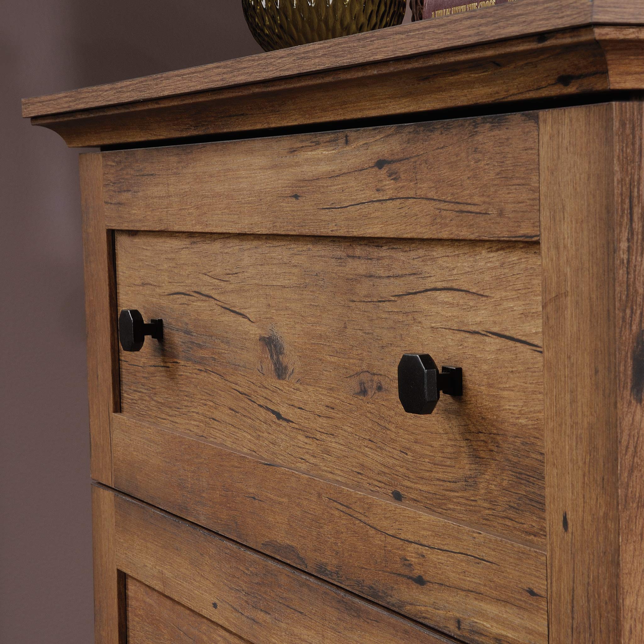 Sauder New Grange Dresser, L: 34.72" x W: 17.68" x H: 50.87", Vintage Oak Finish
