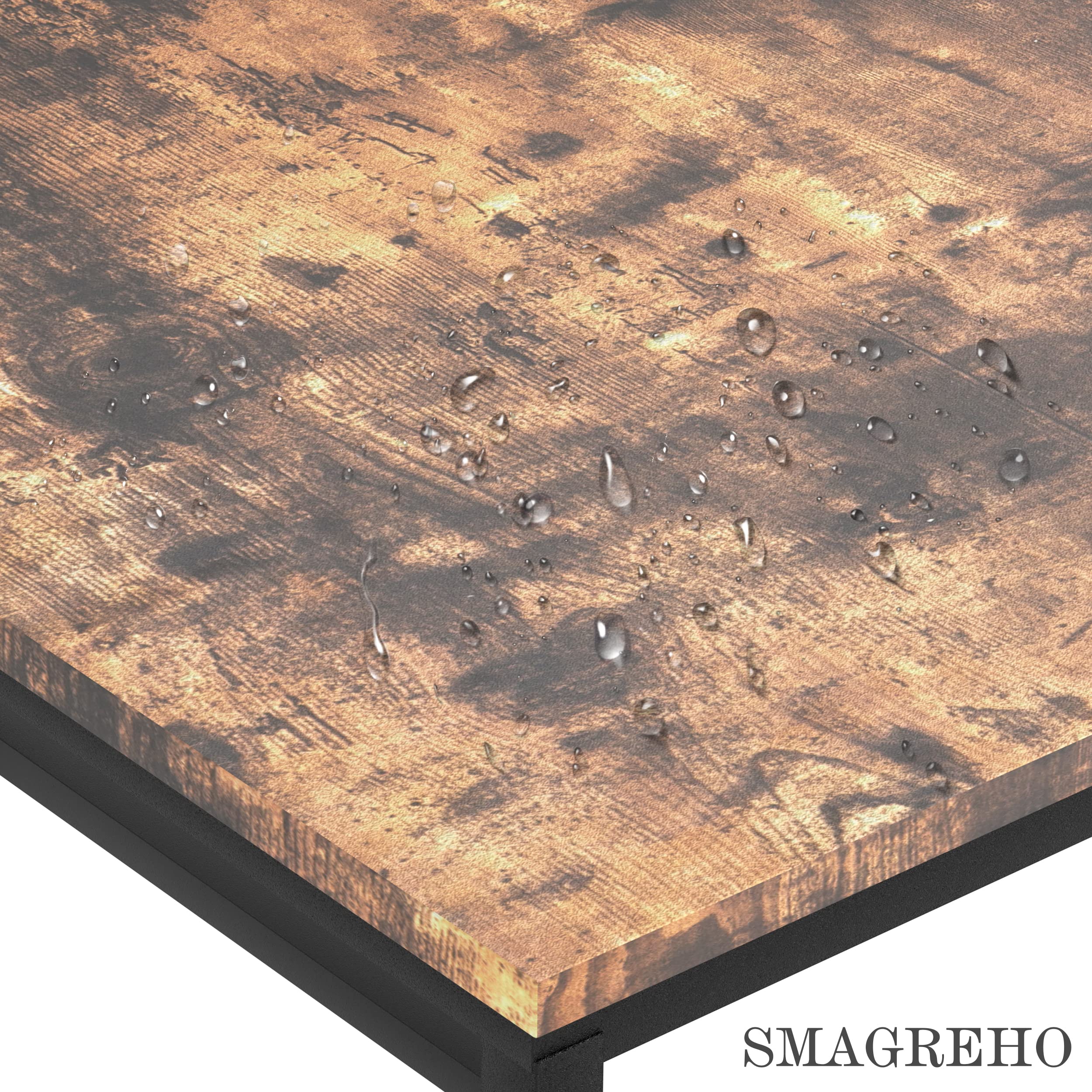 SMAGREHO L-Shaped Computer Desk, Modern Home Office Corner Desk Writing Study Workstation Table with Storage Shelf, Space-Saving, Dark Rustic