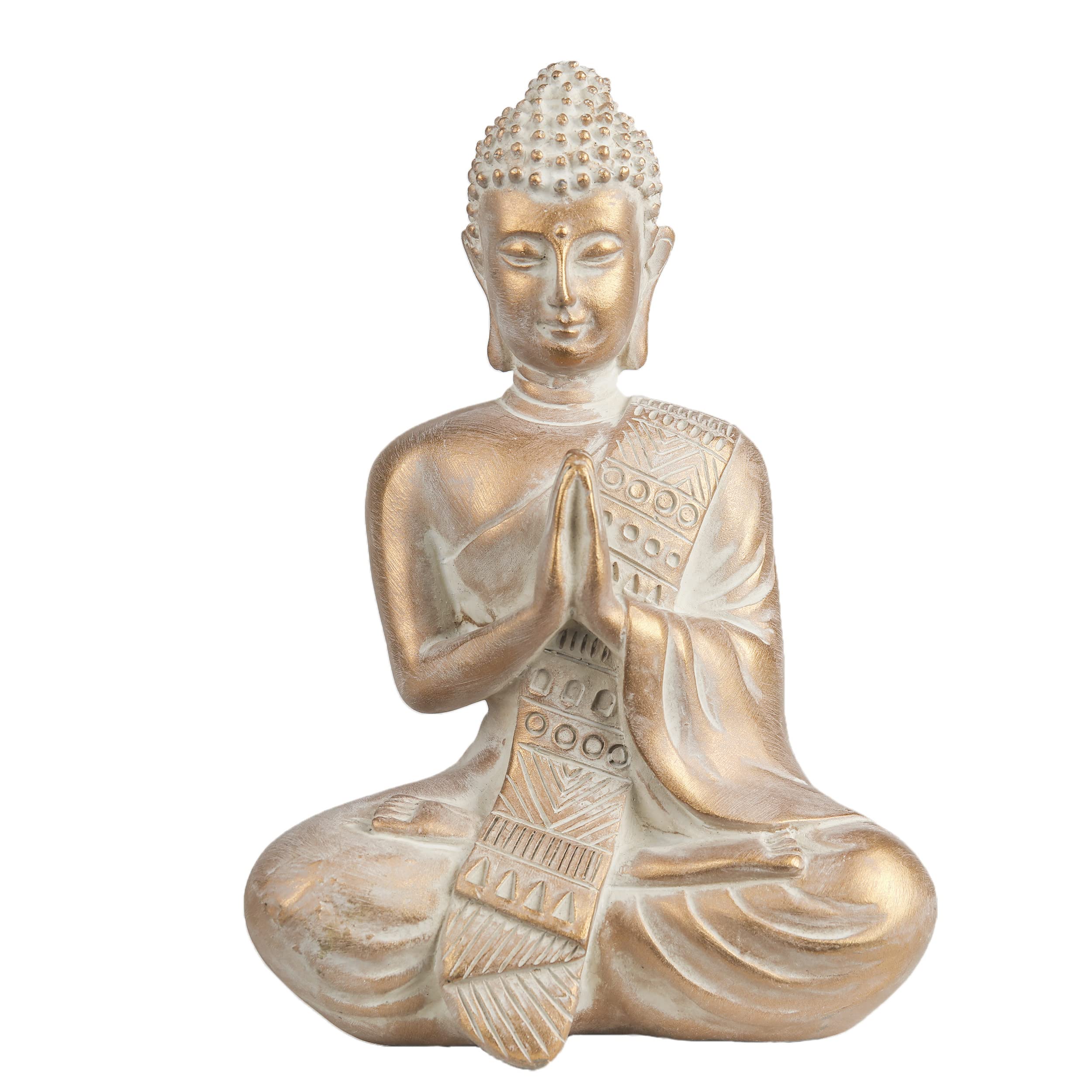 TERESA'S COLLECTIONS Buddha Statue Indoor for Zen Decor, Meditation Buddha Home Decor for Spiritual Room, Boho Gold Statue for Office Table Living Room Decorations Gifts for Mom Birthday, 6.3 Inches