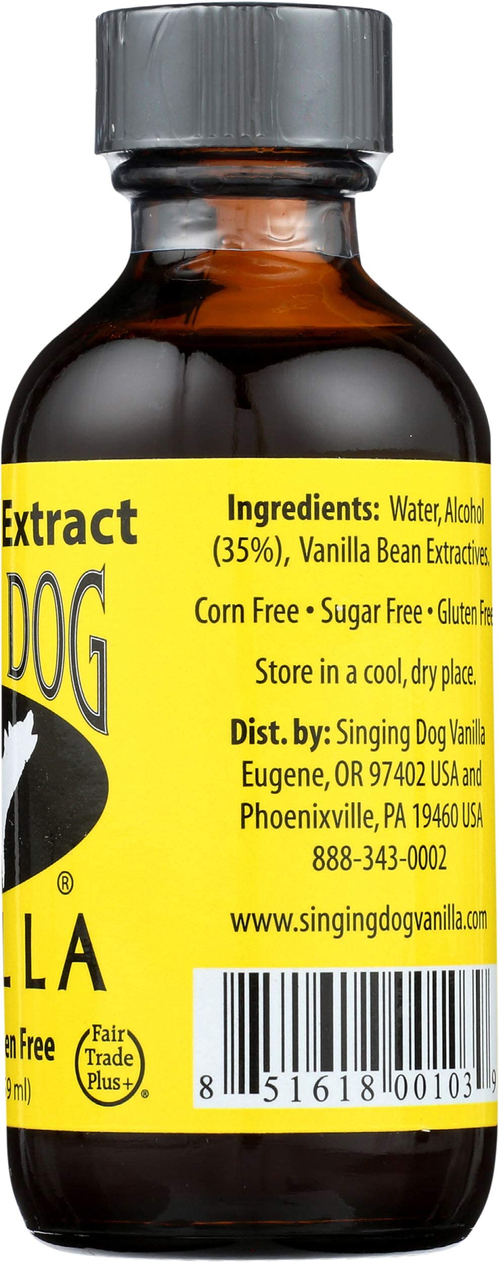 Singing Dog Vanilla: Pure Vanilla Extract - 2 Fluid Ounce Bottle, Sugar-Free Vanilla, All-Natural, Non-GMO, Corn-Free, Kosher, Vegan, Packaged in Allergen-Free, USA Facilities