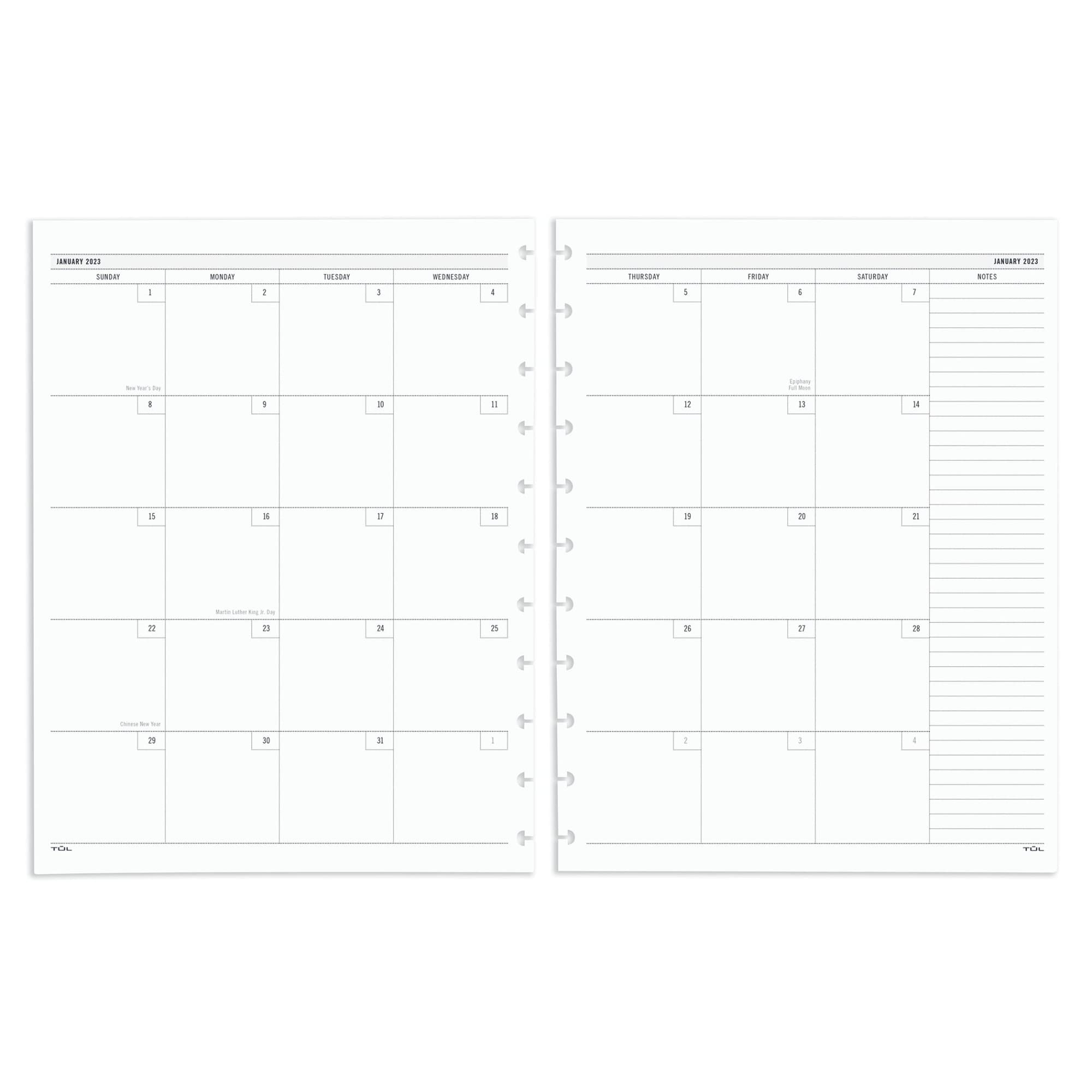 TUL® Discbound Weekly/Monthly Refill Pages, Letter Size, January to December 2023
