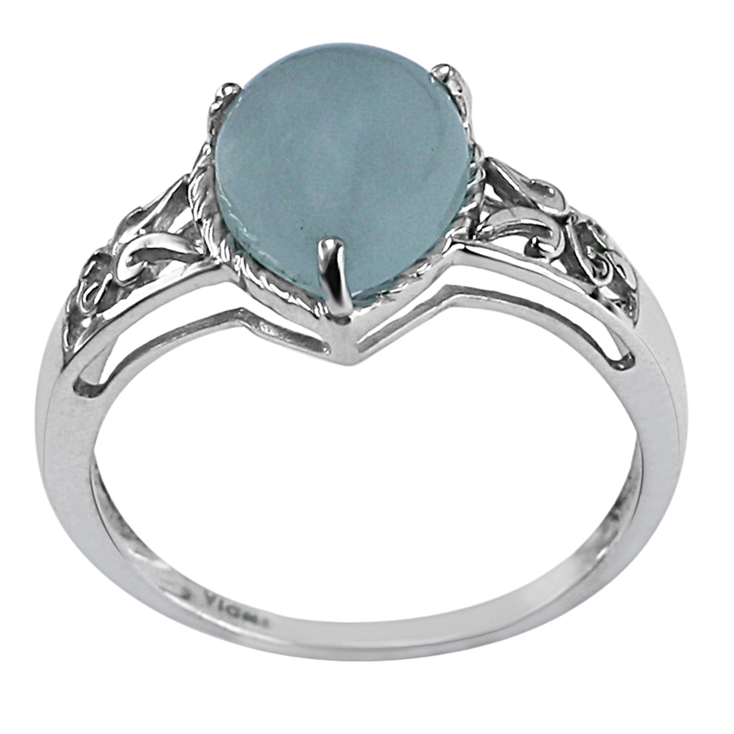 SGL Milky Aquamarine 2.45 Carat Solitaire Ring for Women 925 Sterling Silver Wedding Jewelry for Women