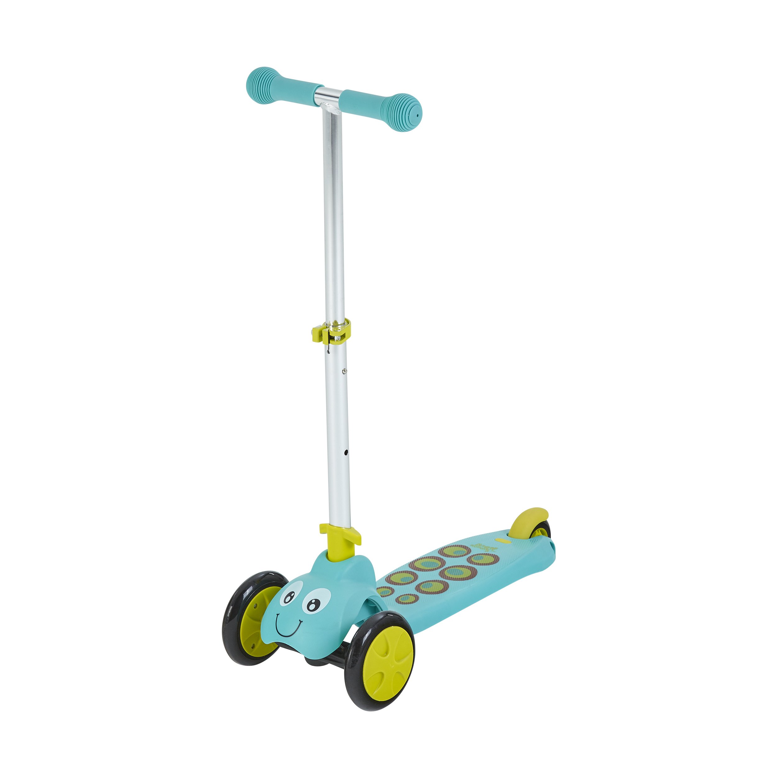 Scootiebug - Teal | 3-Wheel Foldable Scooter with Height-Adjustable Handlebar, Non-Slip Deck Surface | Develop Balance and Motor Skills, Sturdy and Easy to Maneuver | For Kids Ages 2 to 5