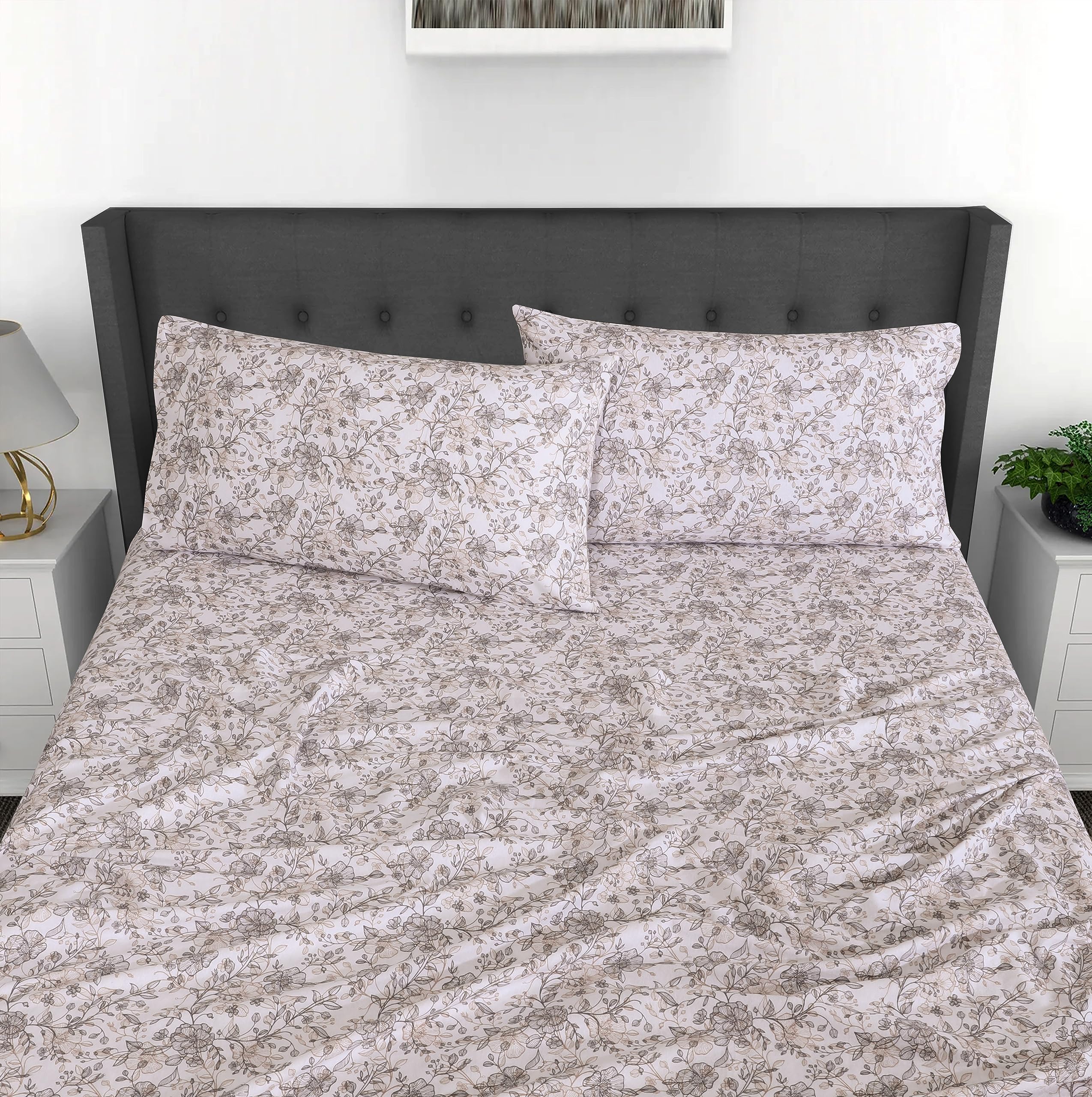 RUVANTI Flannel Sheets Queen Size - 100% Cotton Brushed Flannel Bed Sheet Sets - Deep Pockets 16 Inches - All Seasons Breathable & Super Soft - Warm & Cozy - 4 Pcs - Shallow