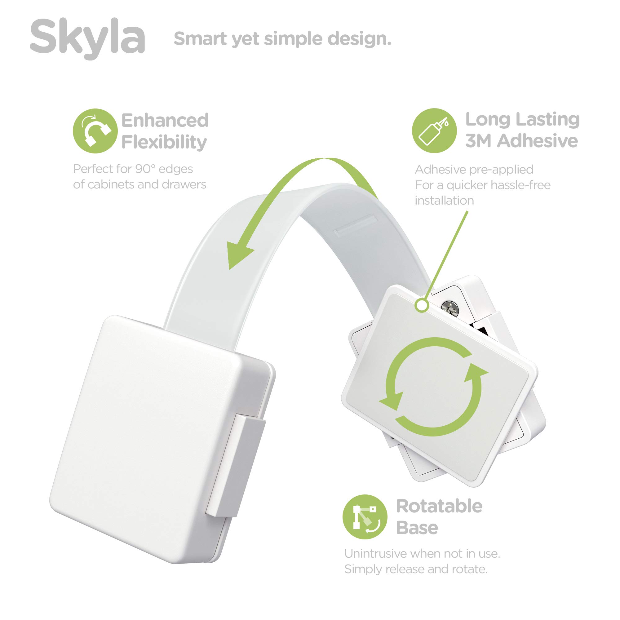 SKYLA HOMES Adjustable Baby Locks (4-pack) - Heavy Duty Cabinet & Drawer Latches