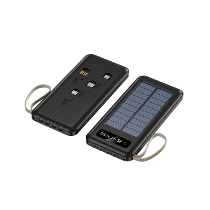 Solar Power Bank, Portable Charger, 20000mAh External Backup Battery Charger, Fast Charging Solar Panel & USB Charging, with line & Light