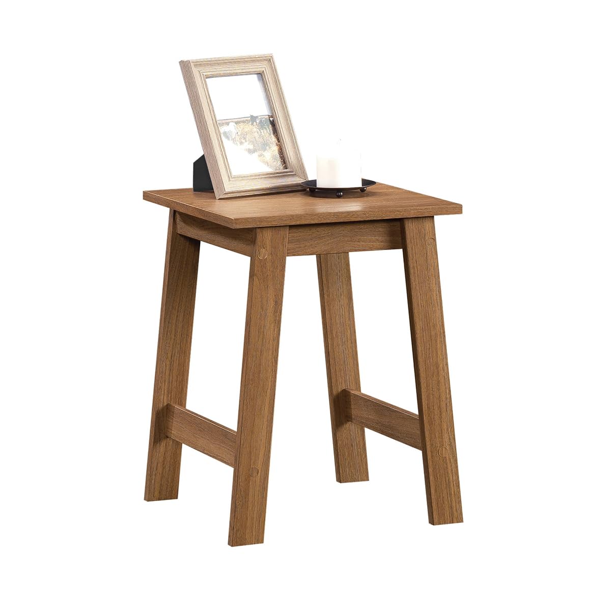 Small Square Wood End Table/Side Table for Living Room, Modern Industrial Square Wood Nightstand, Walnut Finish