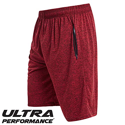 Ultra Performance Mens 5 Pack Athletic Running Shorts, Basketball Gym Workout Shorts for Men with Zippered Pockets