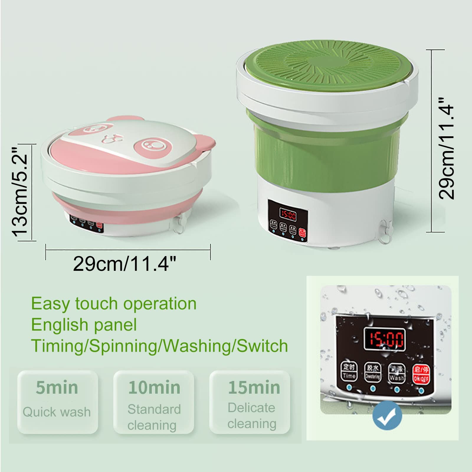 Small Washing Machine Portable Washer Mini Foldable Washing Machine 6.5L Laundry Machine for Baby Clothes, Underwear, Socks, etc (Color : Orange)