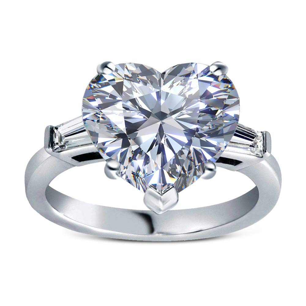 Savlano 18K Gold Plated Heart Cut Cubic Zirconia 3 Stone Wedding Engagement Women Statement Ring (8)