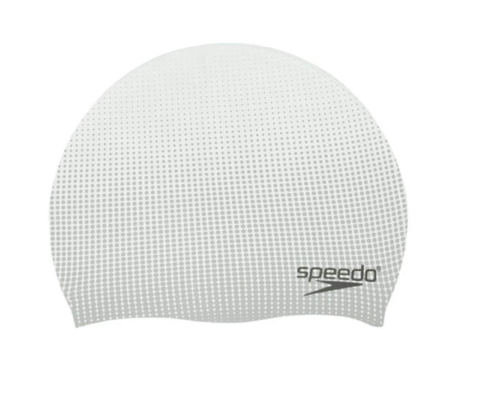 Speedo Mens Speedo Printed Color Blend Silicone Swim Cap 7751051_117 - White/Grey