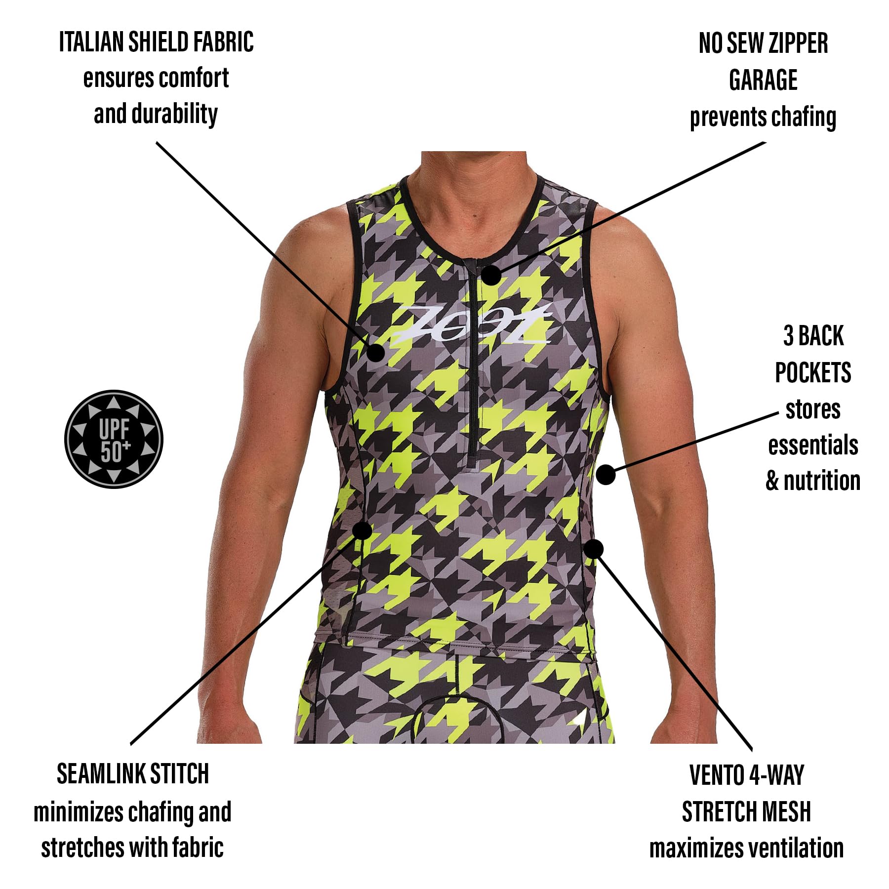 Zoot Men’s LTD Triathlon Tank Top – Mens Triathlon Top and Compression Tank w/Primo Fabric & Pockets (NIUHI, Medium)