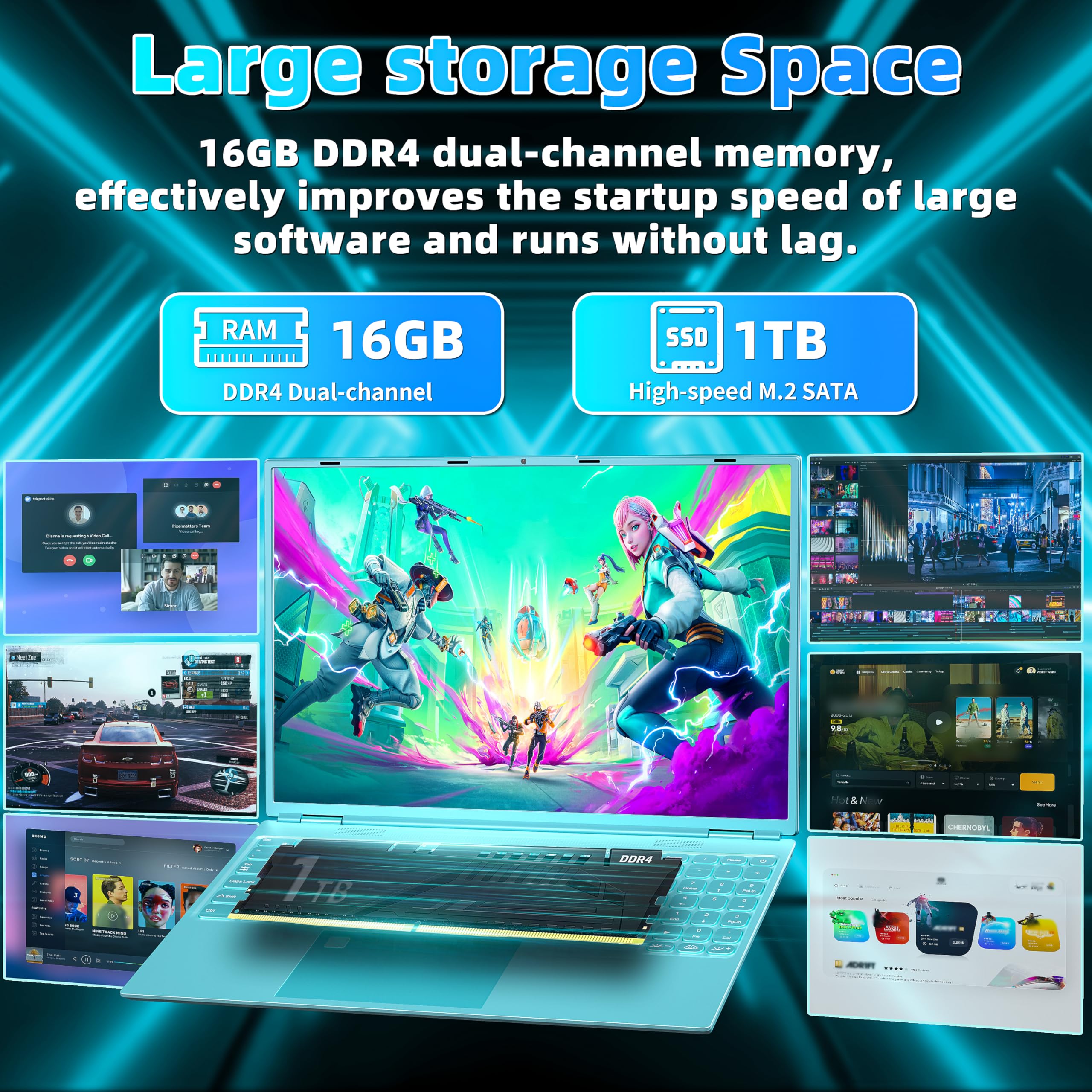 Rumtuk 16" Rose gold Laptop, Win 11 Pro/Office 2019, Celeron N5105, 16GB RAM, 512GB SSD, FHD IPS Display, Backlit KB, Fingerprint Unlock, USB 3.0, HDMI, Perfect for Work, Play, and Creative Ventures!