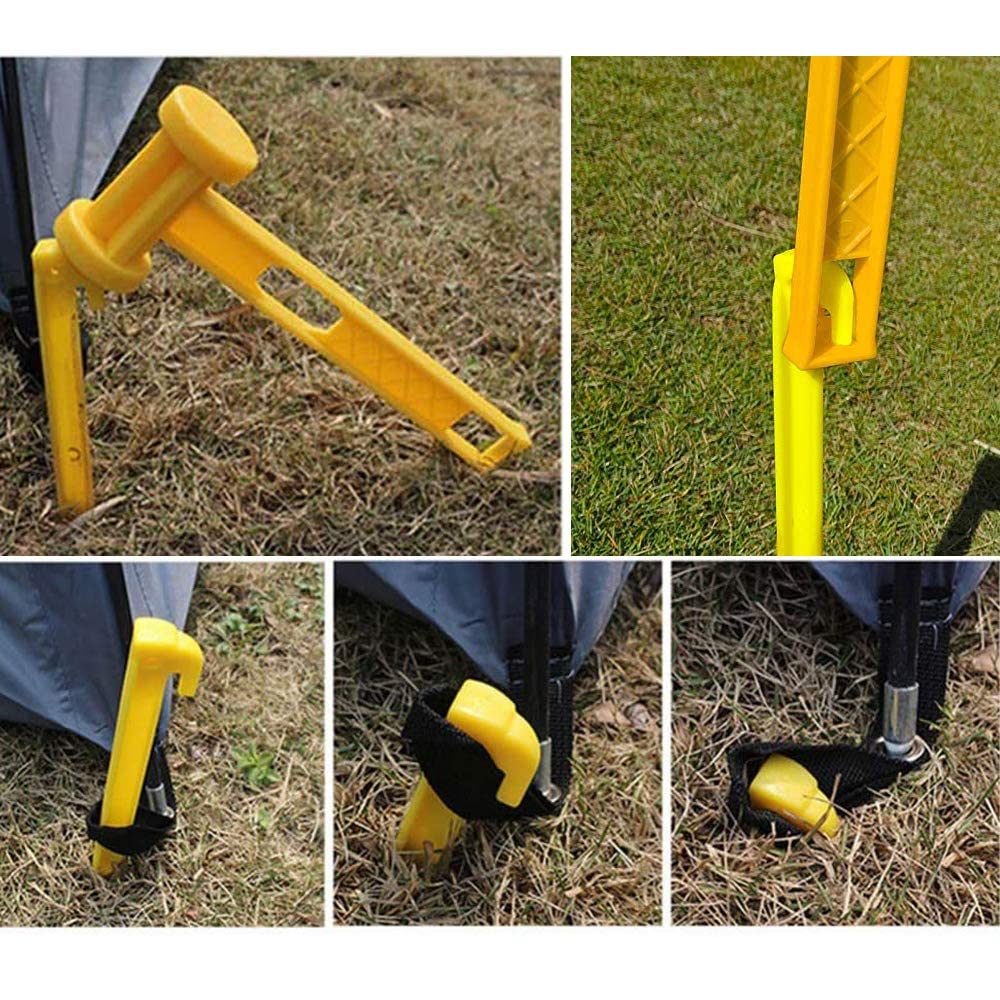 Tent Stakes for Sand ,Plastic Tent Stakes Heavy Duty, Lighter and Safer Than Tent Stake Metal,9 Inch Yellow Tent Stakes for Sand/Sand Stakes for Beach (24 Pack)