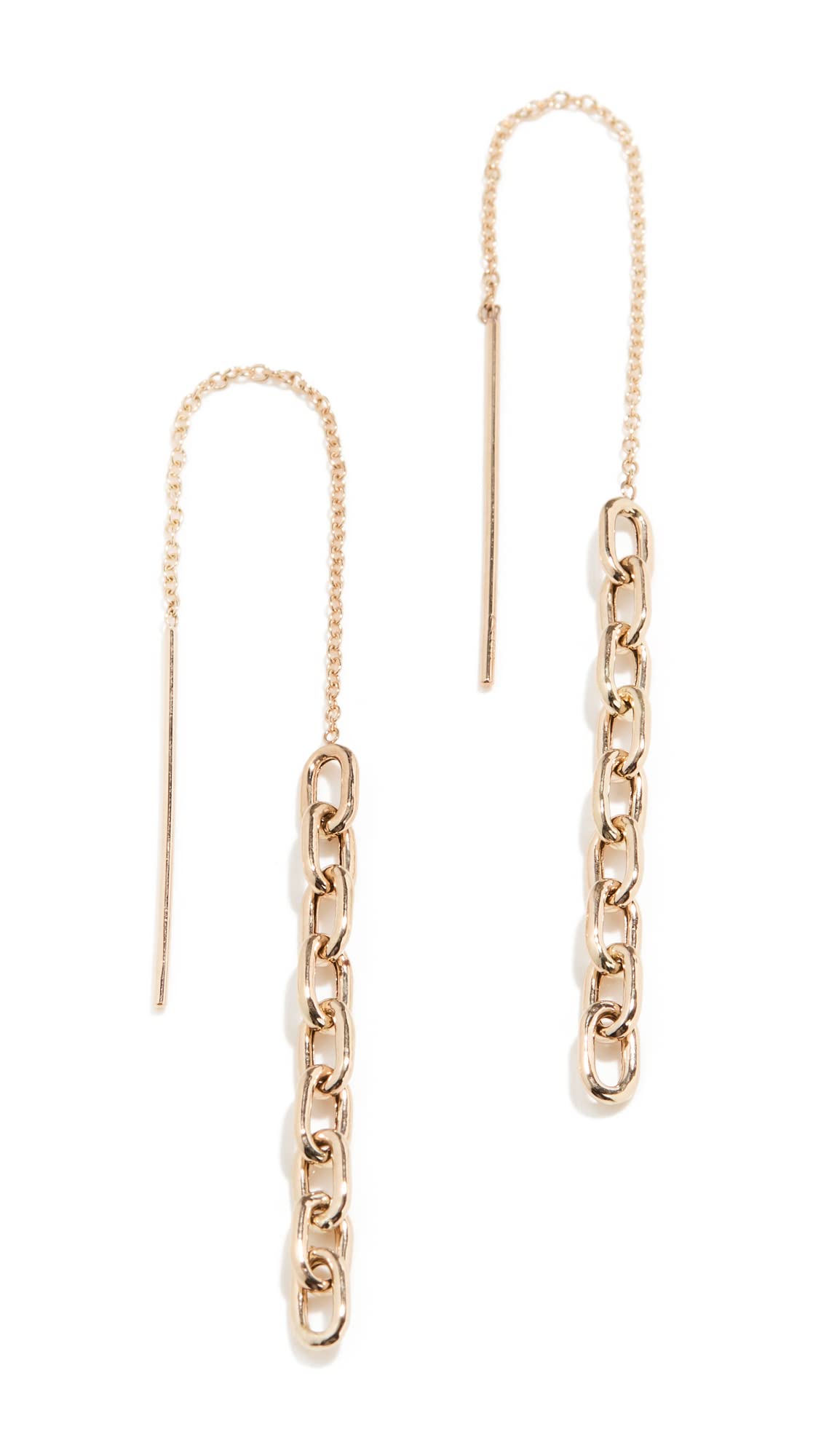 Zoe Chicco Women's 14k Medium Square Oval Link Chain Drop Threaders, Yellow Gold, One Size