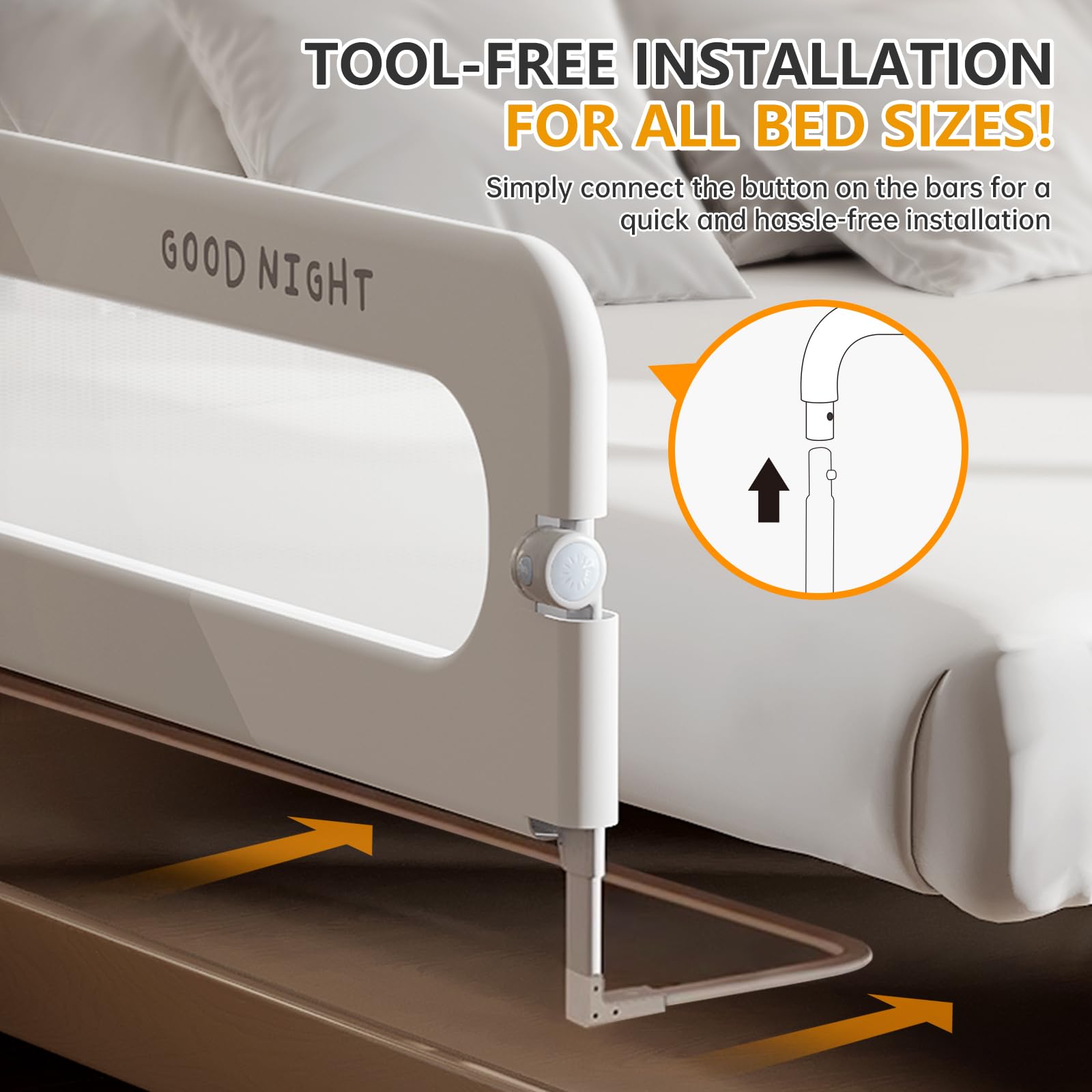 strenkitech Foldable Toddler Bed Rails - Kids Guard Bumper for Crib Safe Bed Side Rail for Twin Queen King Full Size Beds 32inch