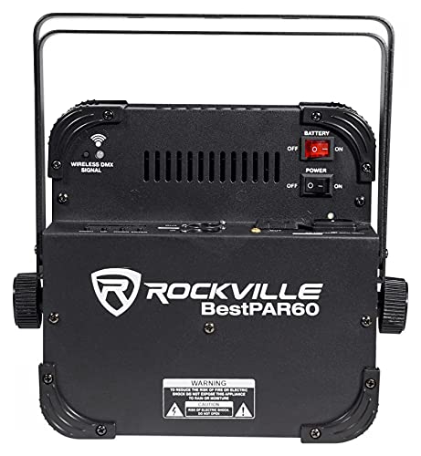 Rockville Best Pack 60 Black (6) Battery Wash Lights+Wireless DMX+Charging Case