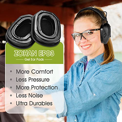 ZOHAN EP03 Gel Ear Pads for Walker’s Razor Earmuffs, Soft and Comfortable Replacement Gel Ear Cups with Sealed Bottom Shell