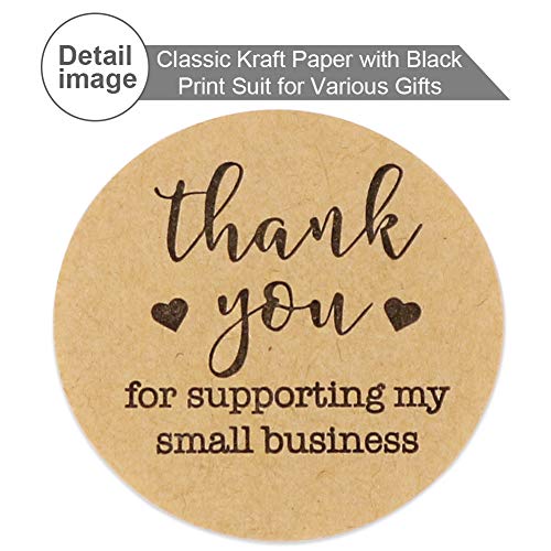 Thank You Stickers 500pcs A Roll, 1.5 inch Small Business Label Kraft Paper Mail Stickers for Envelope Gift Bags Treat Box