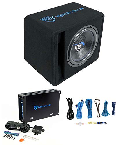Rockville SK512 PACKAGE 12" 1400w Loaded K5 Car Subwoofer Enclosure+DB11 Amp, Black