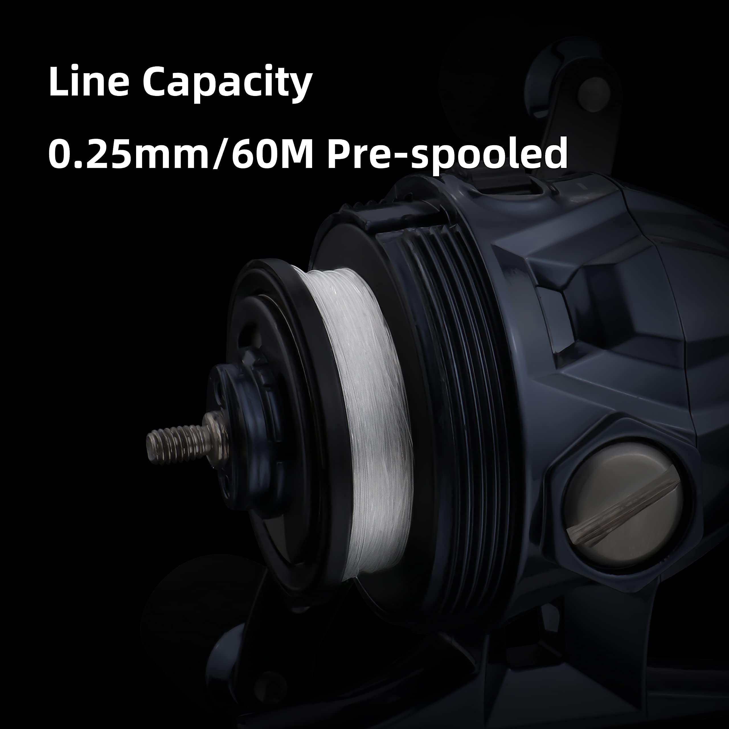 RUNCL Spincast Fishing Reel, Upgrade No-Rust Push Button Casting Design, 4.0:1 Gear Ratio, 17.5 LB Max Drag, Reversible Handle for Left/Right, includes Monofilament Line, Gift for Fishing Lover