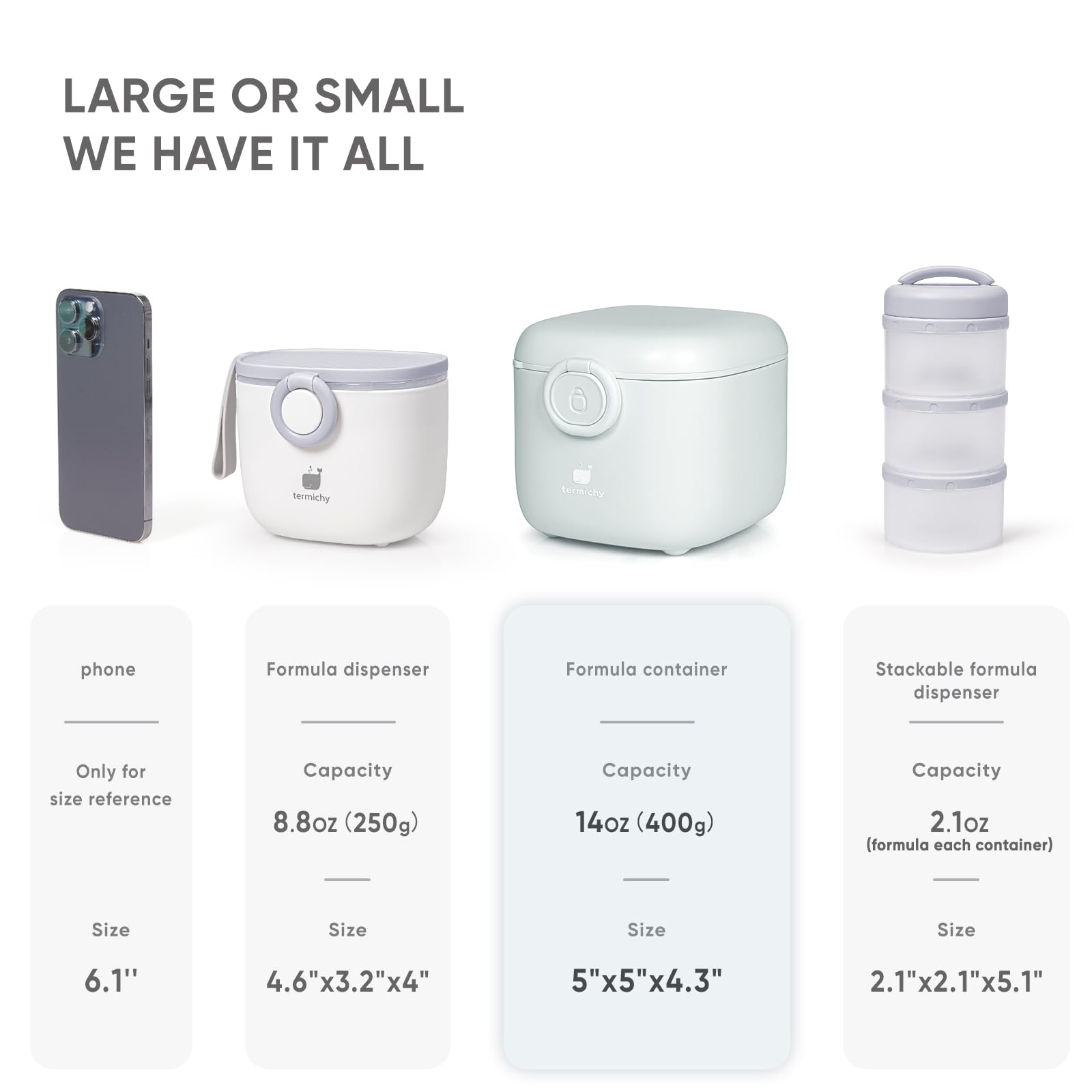 Termichy Baby Formula Dispenser, Portable Formula Dispenser Container with Scoop and Carry Handle for Travel Outdoor Activities for Baby Infant, 500ml