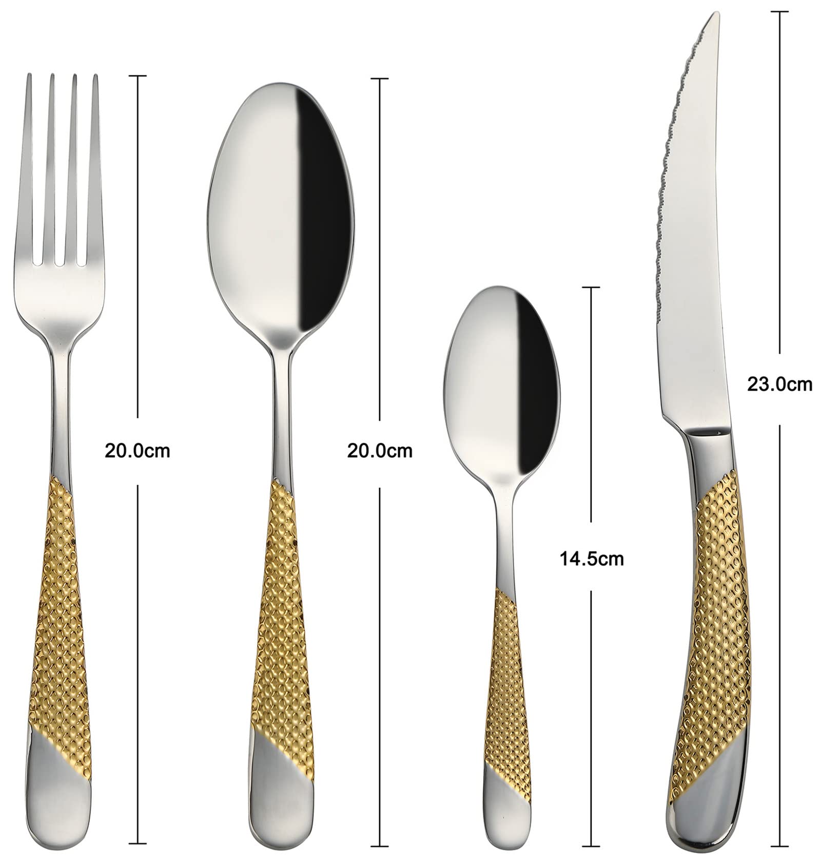 VANDBAO Flatware Cutlery Silverware Set 24 Pieces, Gilding 18/10 Stainless Steel Utensils, Tableware Set Service for 6, Include Knife/Fork/Spoon, Reusable, Mirror Polished, Dishwasher Safe