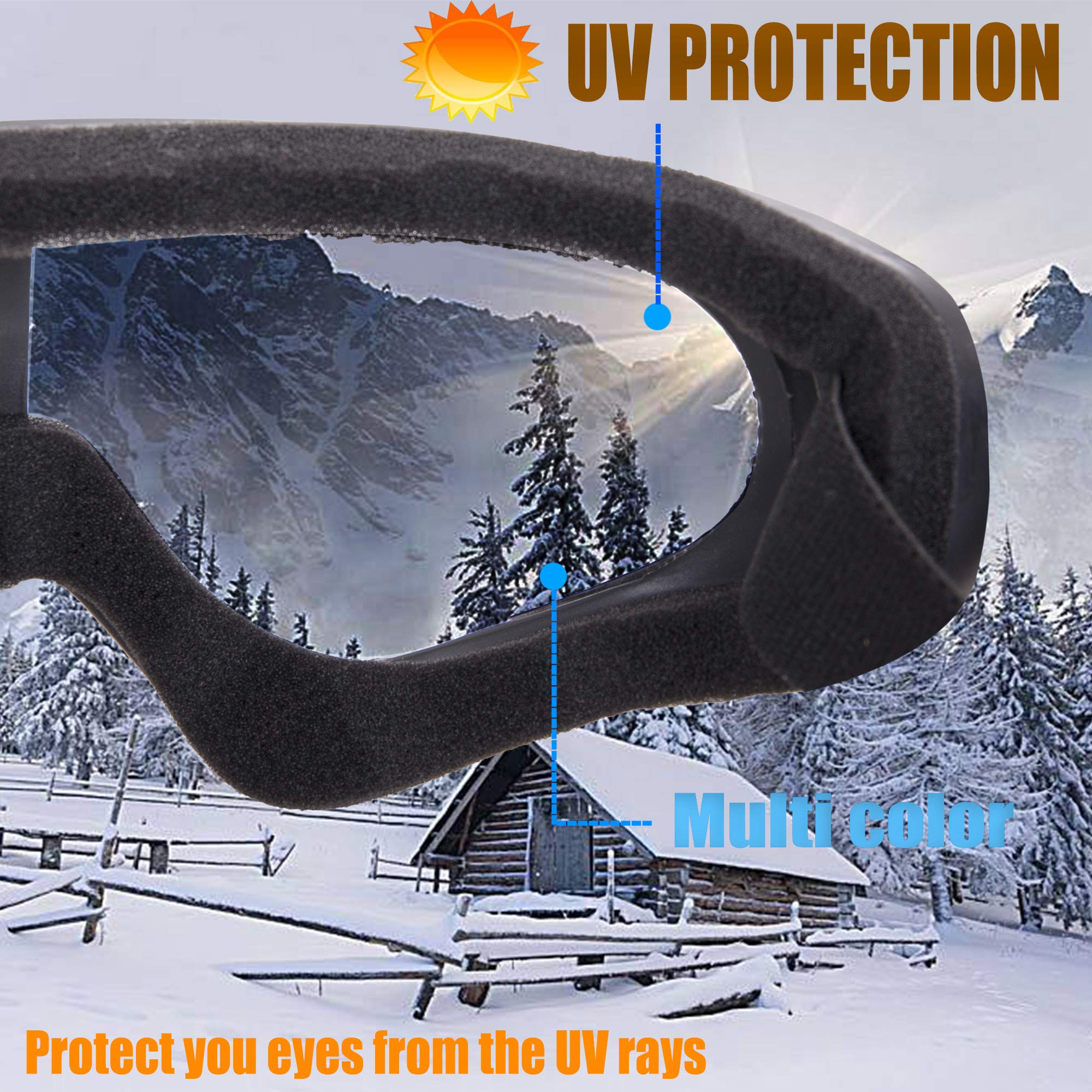 Ski Goggles, Snowboard Glasse, Anti-Fog for Skiing Motorcycle Bicycle Climbing