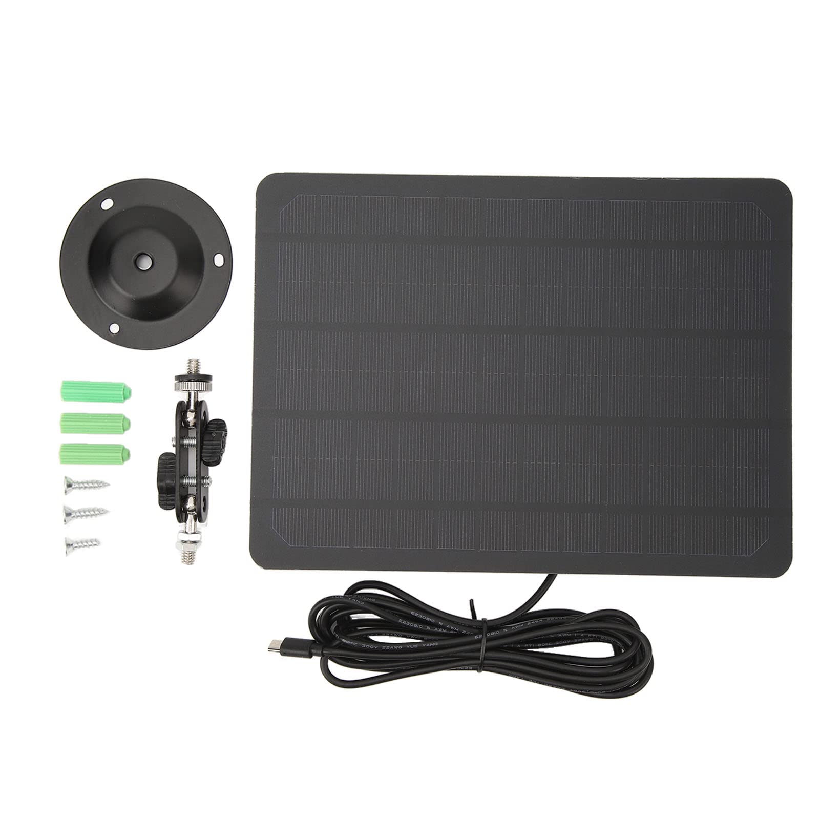 RV Solar Panel Kit, 3 Meters Charging Cable Mono Solar Battery Portable Firm Brackets High Efficiency for Outdoor Camera Monitoring (10W Square)