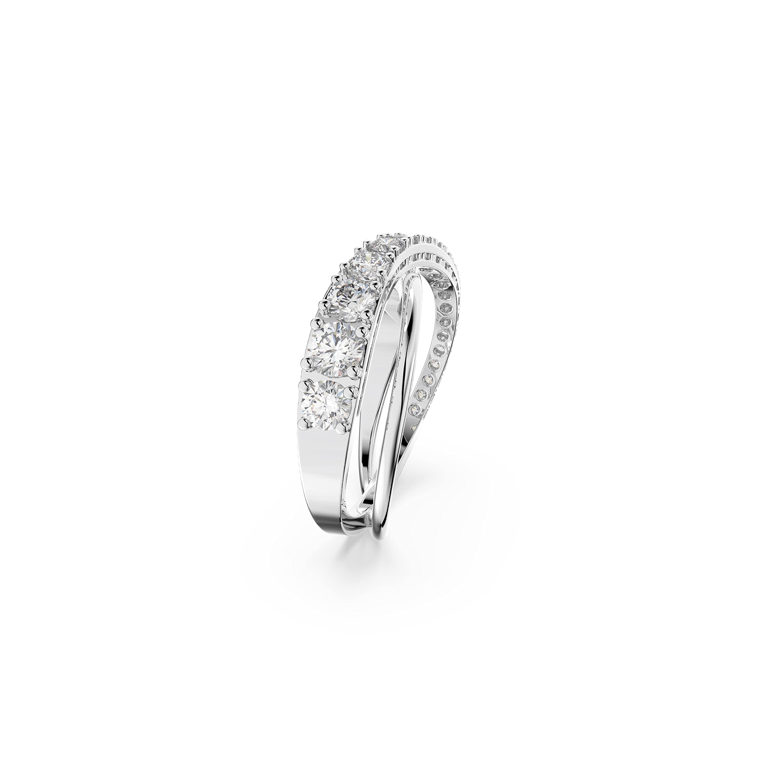 SWAROVSKI Women's Hyperbola Ring, Clear Crystal Stones in a Spiral Design, Rhodium Finished Setting, Size 52