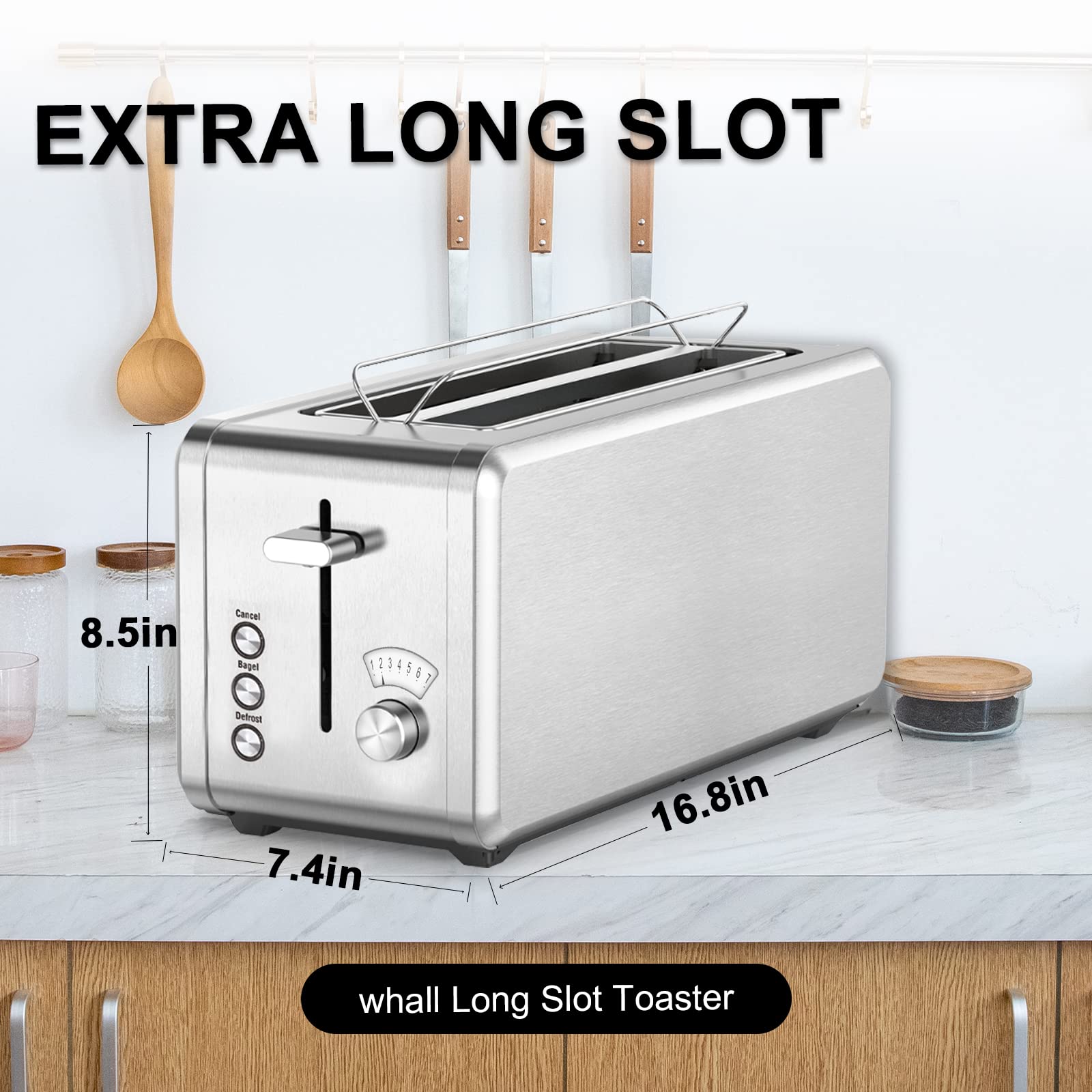WHALL Toaster Stainless Steel,Toaster-6 Bread Shade Settings,1.5in Wide Slot