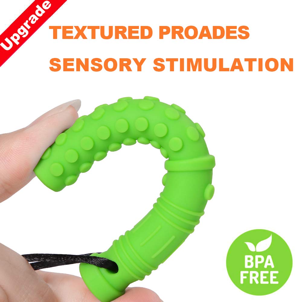 SLGOL Sensory Chew Necklace for Sensory Kids, 6 Pcs Bundle Oral Sensory Chew Toys,Chewing Pendant,Silicone Teether Chewing Necklace,Designed for Autism,Teething,ADHD,Biting,Oral Motor Teething Baby