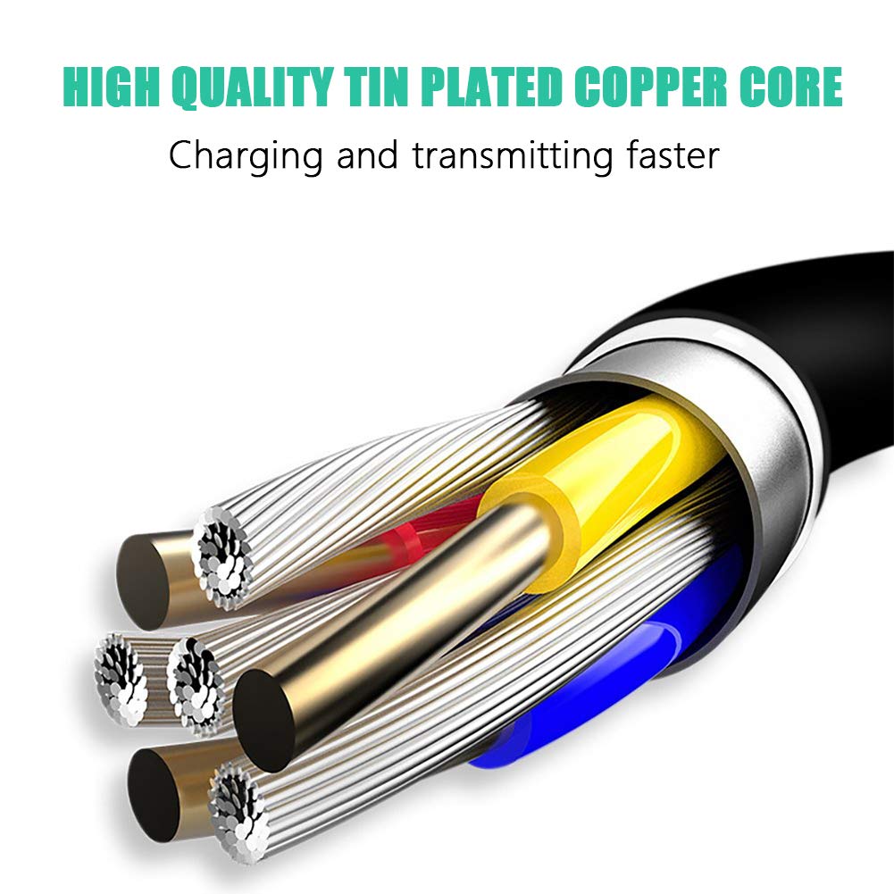 sharllen Lightning Cable Spring iPhone Charger Cable 5 Pack [3/6/10FT] USB Fast Charging & Data Sync Cord Long Charging Cable Compatible iPhone Xs/MAX/XR/X/8/8P/7/7P/6/iPad/iPod(Black)