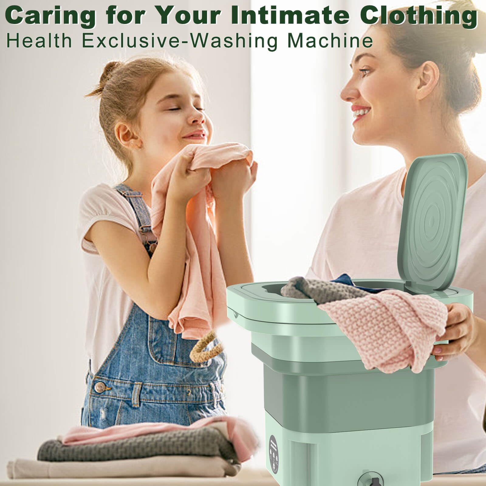 Small Washing Machine Portable, Mini Washer and Dryer Machine Foldable Washing Machine for Underwear, Baby Clothes, or Small Items, Portable Laundry Washing Machine for Apartments, Camping, Travel