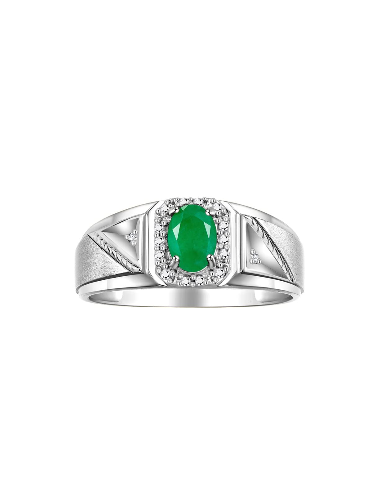 Rylos Simply Elegant Beautiful Green Emerald & Diamond Ring - May Birthstone* Size 10