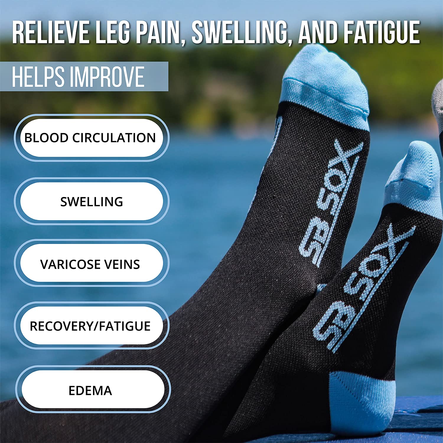 SB SOX Compression Socks (20-30mmHg) for Men & Women β Best Compression Socks for All Day Wear, Better Blood Flow, Swelling! (Large, Purple/White)