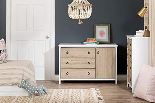 South Shore Cotton Candy 4-Drawer Chest-Pure White and Rustic Oak